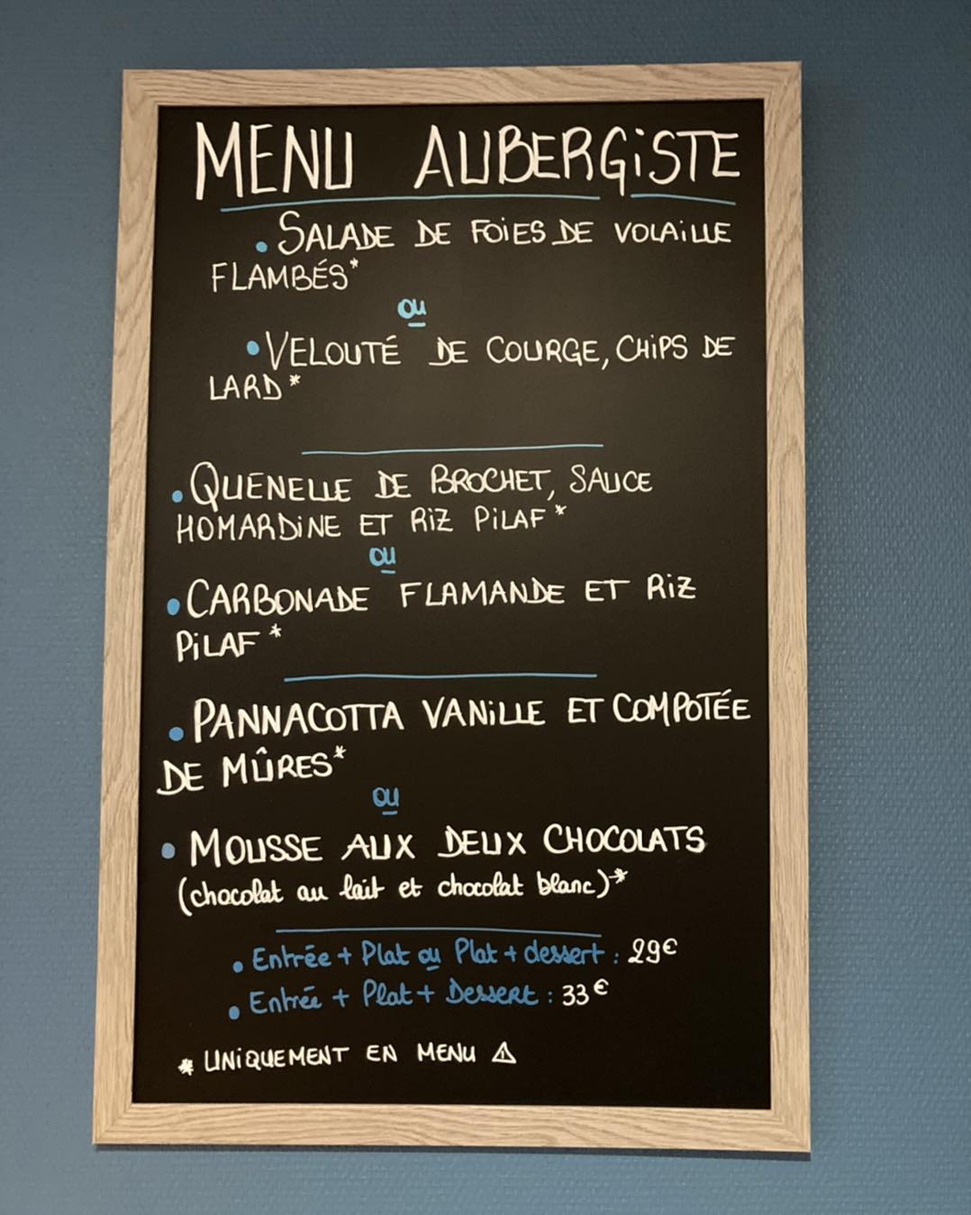 Menus – Auberge du Suran (01Bohas )